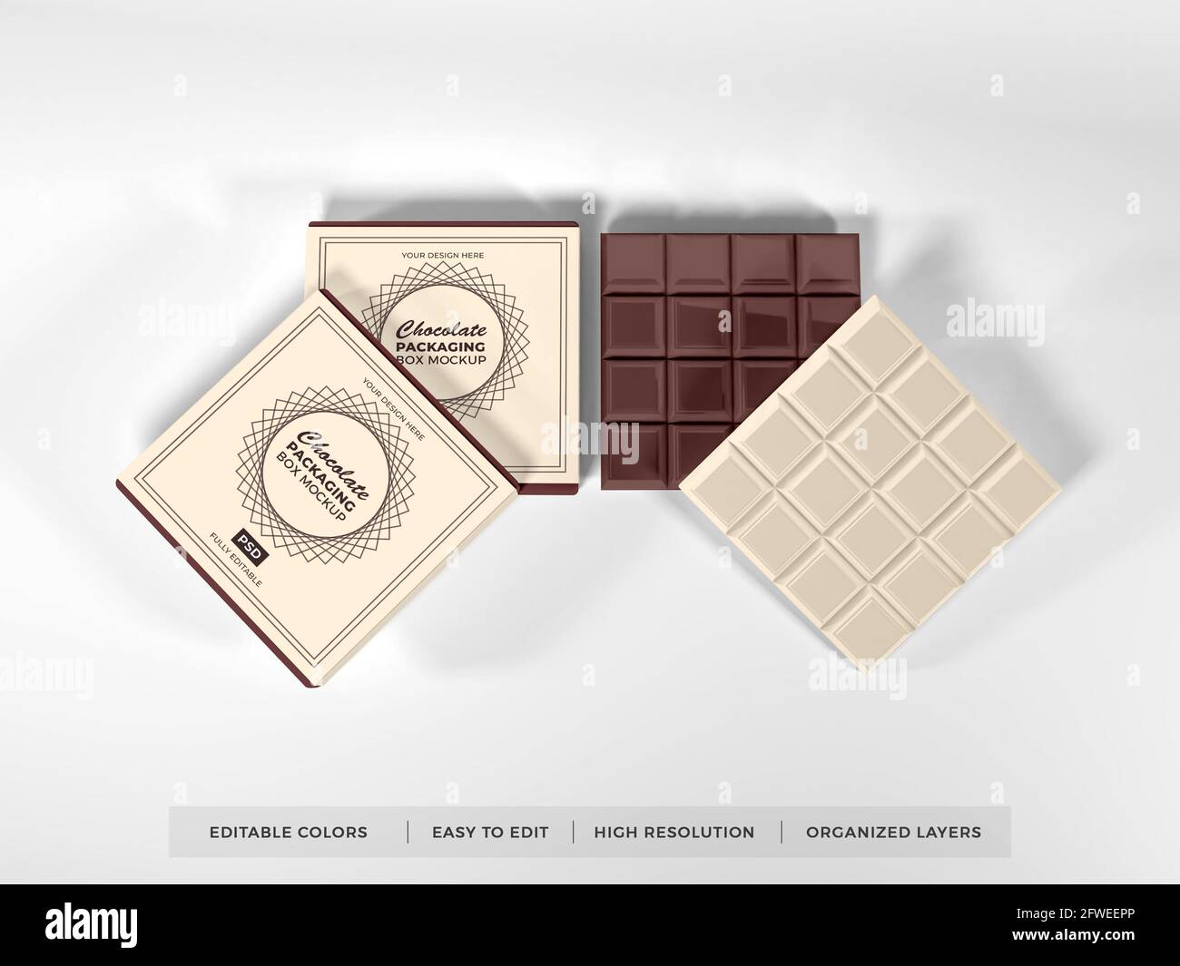 Realistic Chocolate Box Packaging 3D Mockup Scene on Isolated ...