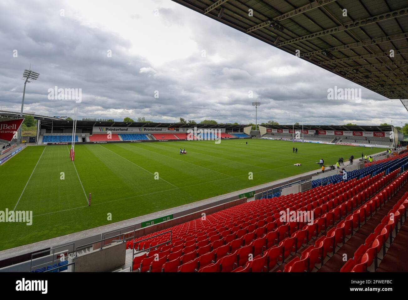 A general view of the AJ Bell Stadium, the home of Salford Red Devils ...