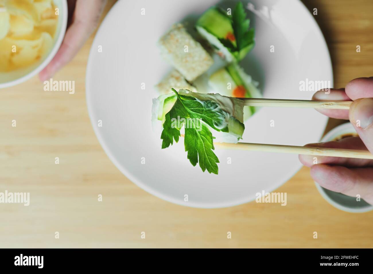 Japanese kitchen. Set of Japanese sushi and rolls. Food sticks Stock ...