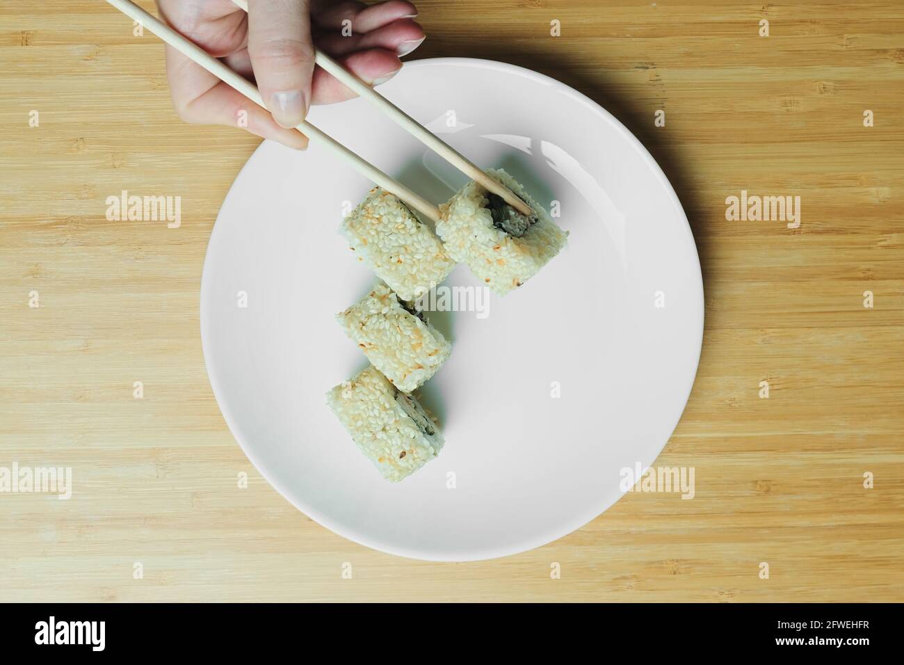 Japanese kitchen. Set of Japanese sushi and rolls. Food sticks Stock ...