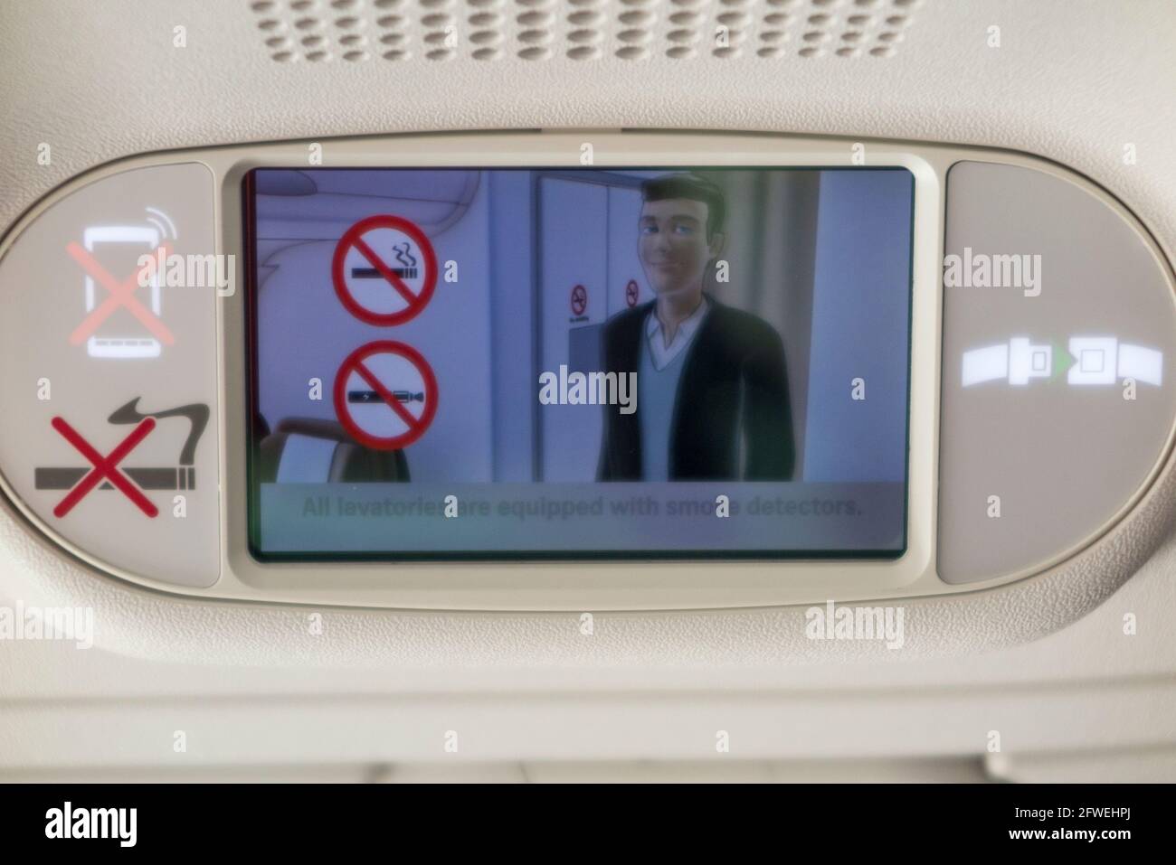 Recorded screening of aeroplane aircraft airplane air plane flight ...