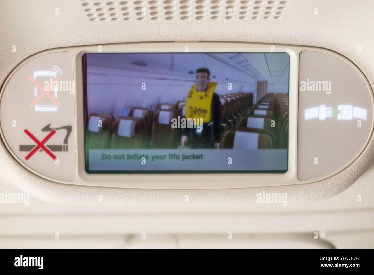 Recorded screening of aeroplane aircraft airplane air plane flight ...