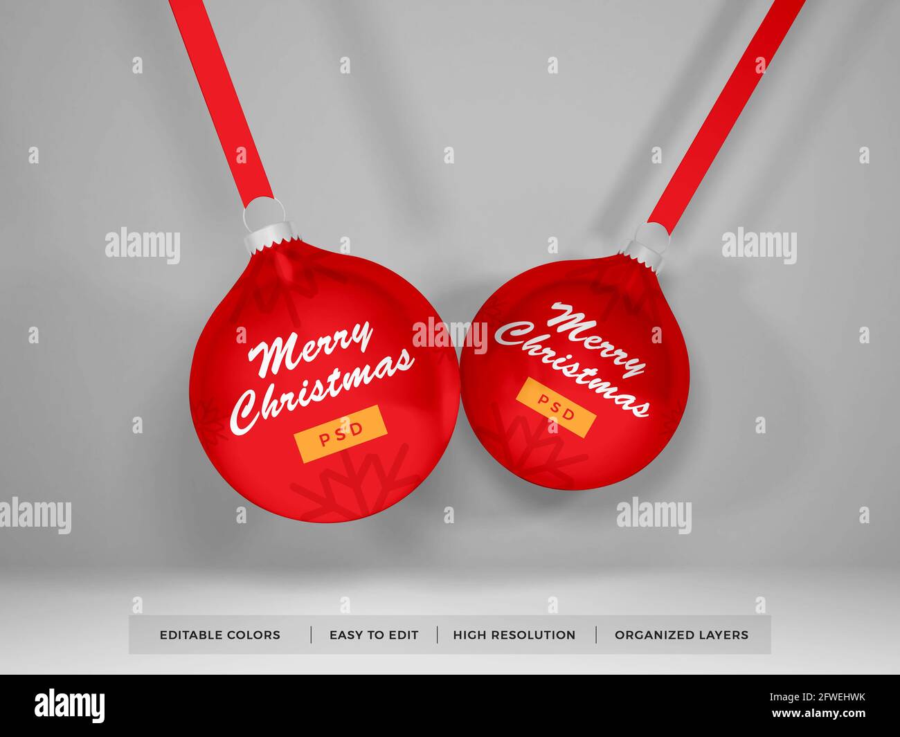 Christmas Bauble Ball 3D Illustration Mockup Scene on Isolated ...