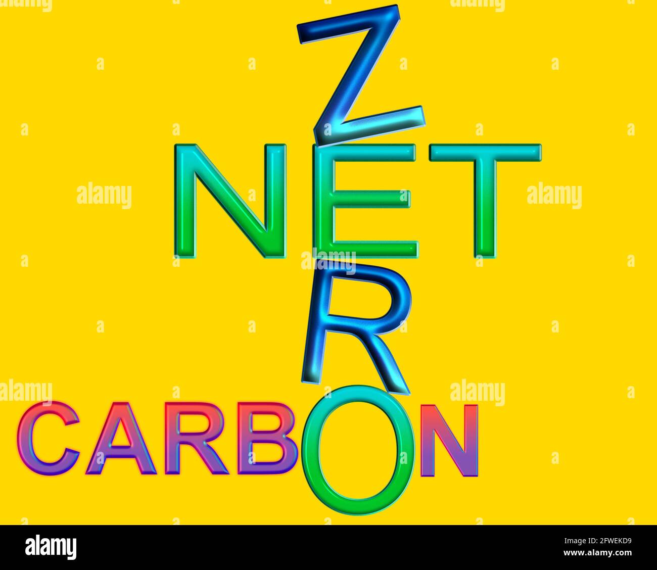 Net Zero Carbon, words on yellow background Stock Photo - Alamy