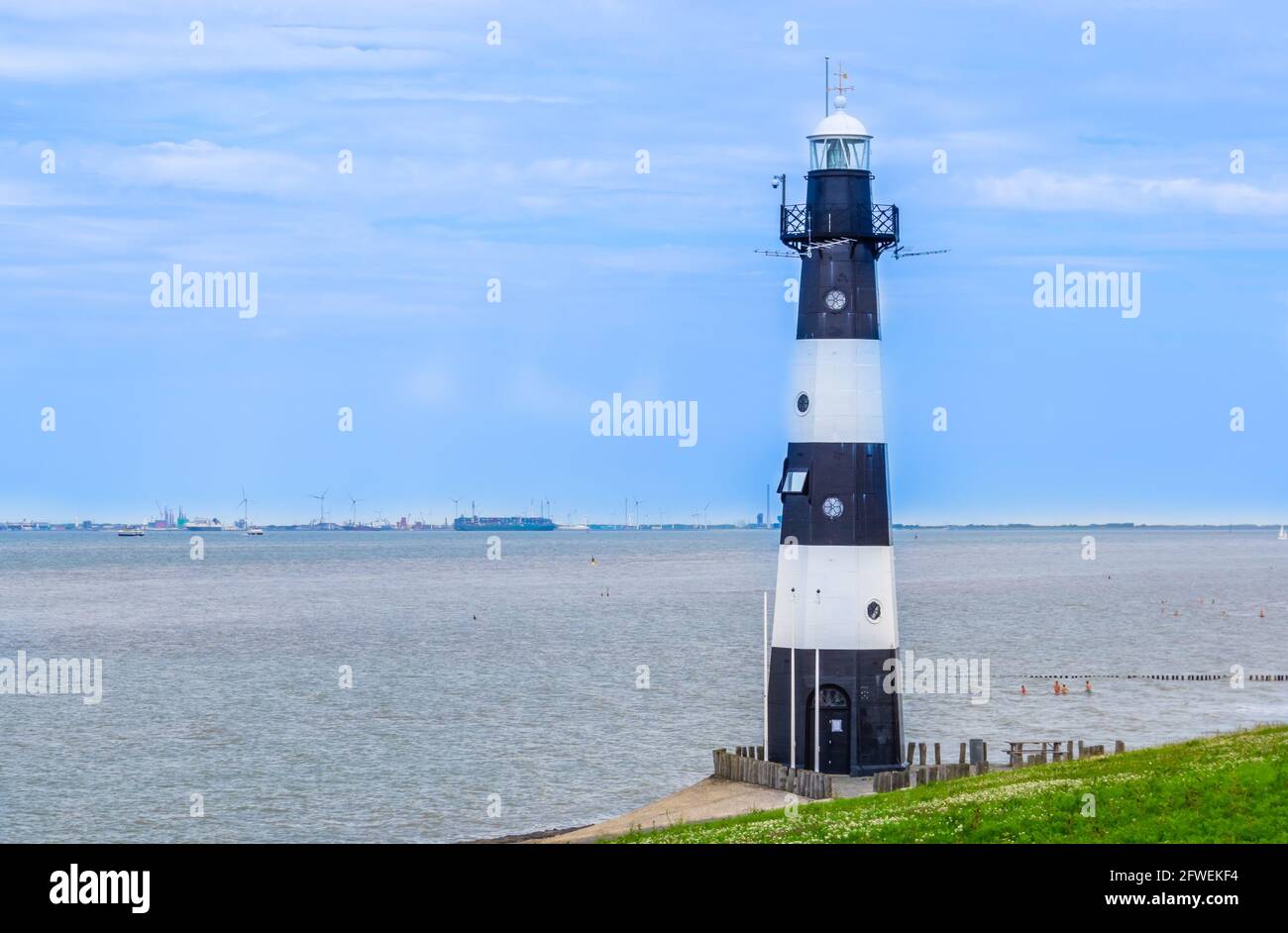 The lighthouse of Breskens beach, Zeeland, The Netherlands Stock Photo ...
