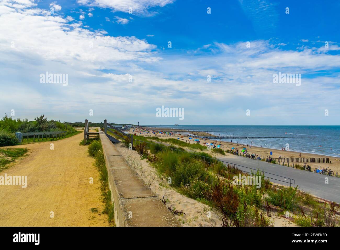 beautiful dune and road scenery at the beach of Breskens, Zeeland, The ...