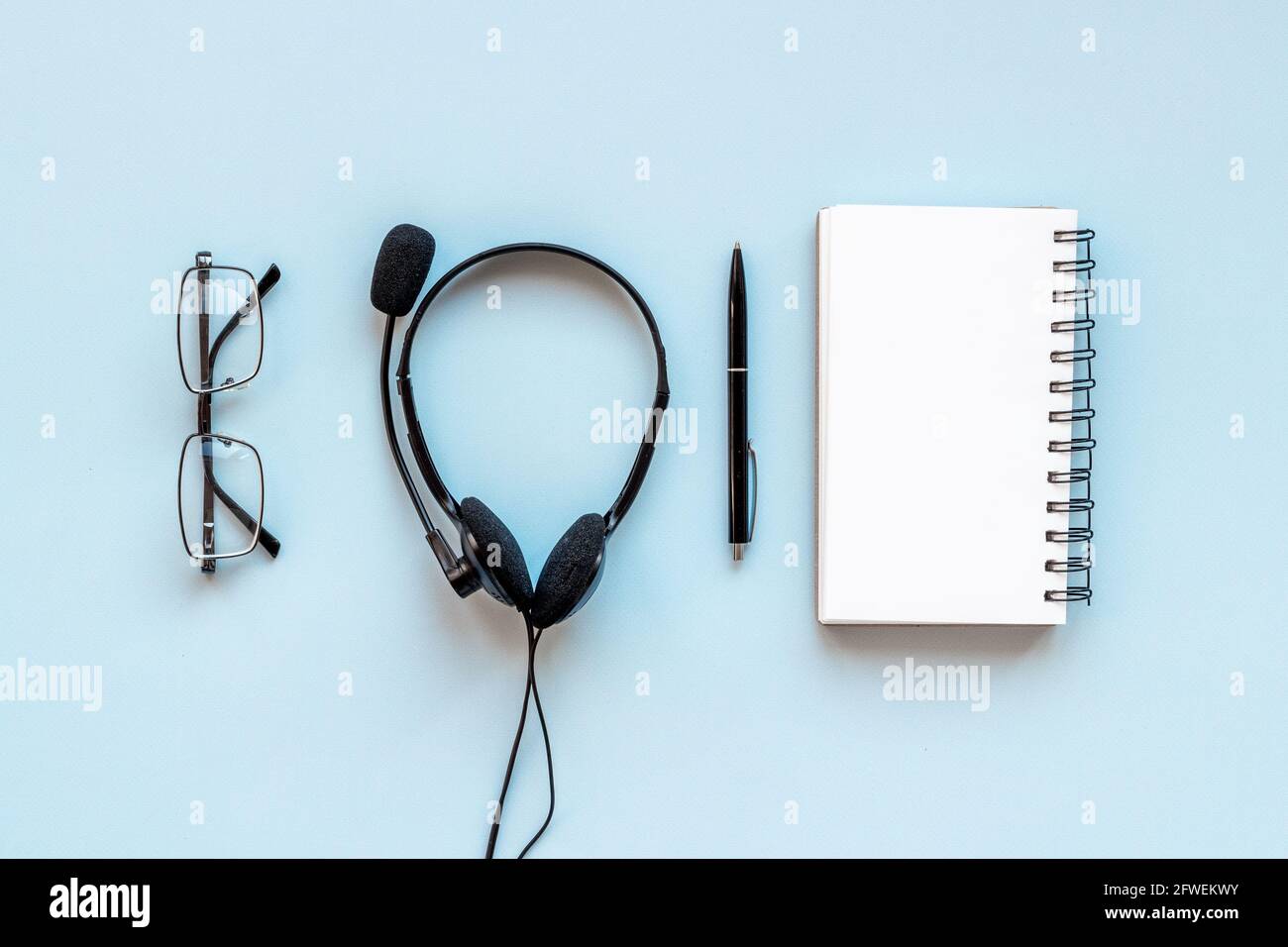 Hotline or call center support equipment. Headset equipment Stock Photo ...