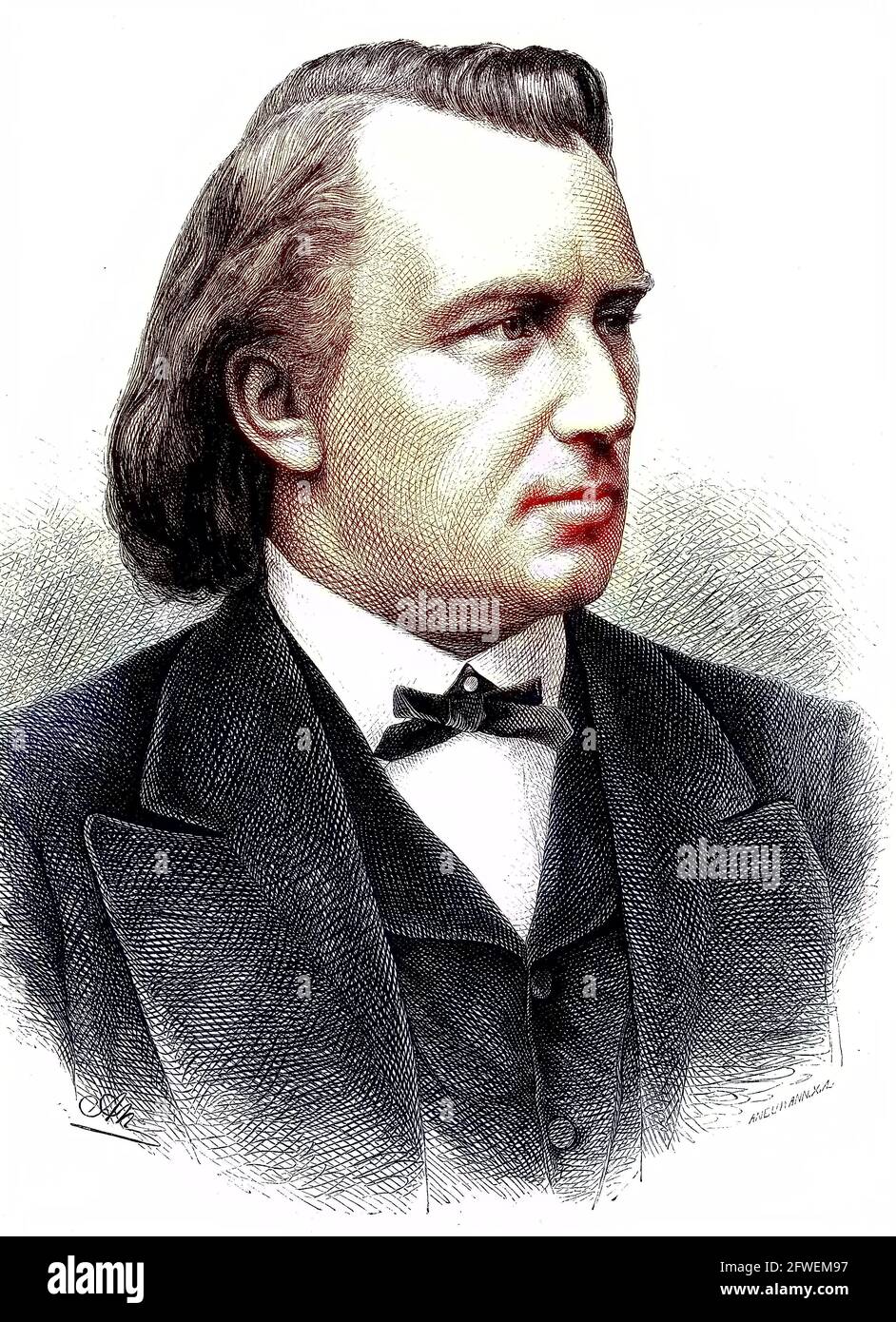 Johannes Brahms, 1833-1897, a German composer and pianist of the ...