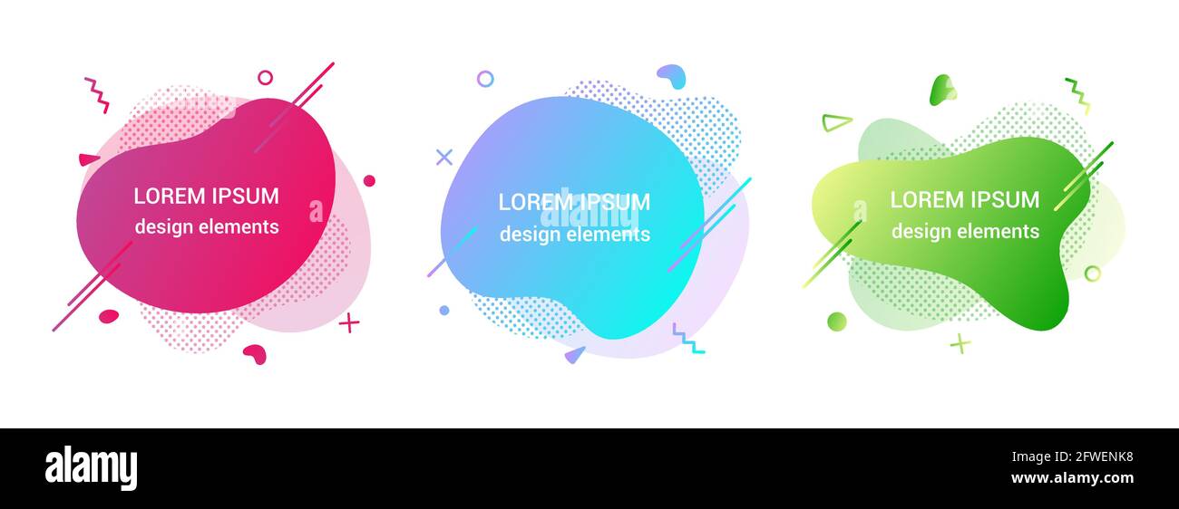 3 Modern liquid abstract element graphic gradient flat style design ...