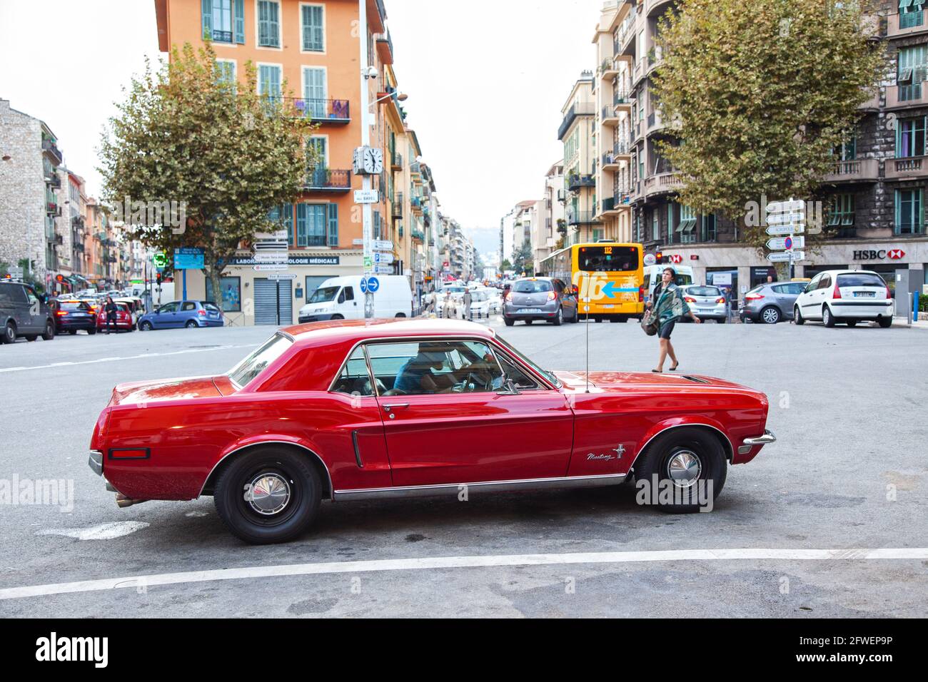 A red Ford Mustang in the city of Nice, France Stock Photo - Alamy