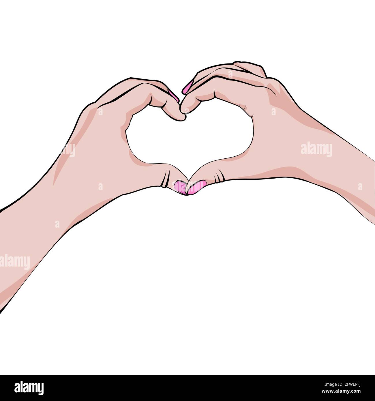 Womans hands in heart shape on white background. Template for card ...