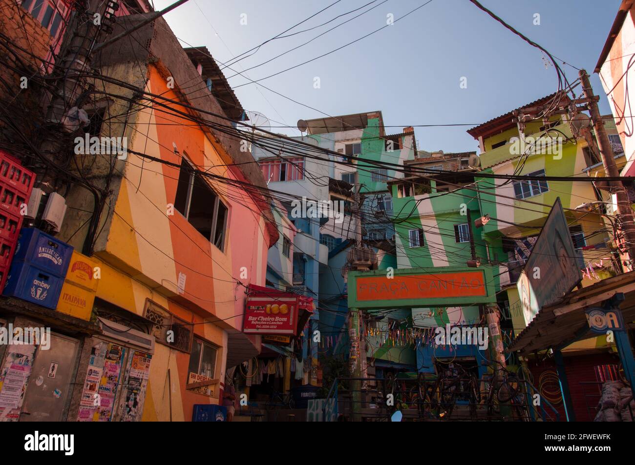 RIO DE JANEIRO, BRAZIL - OCTOBER 8, 2015: Colorful painted buildings at ...