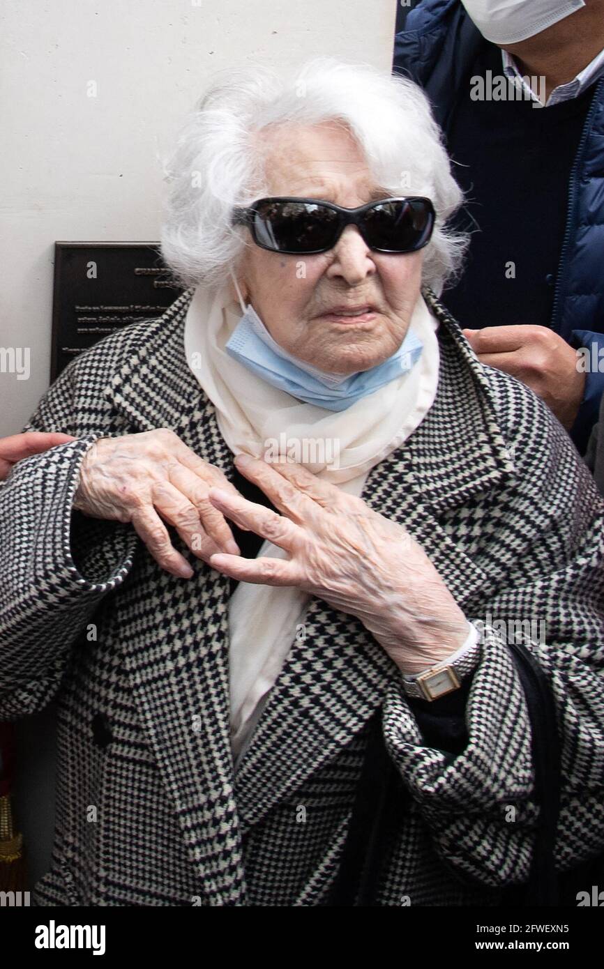 Aida Aznavourian (sister of Charles Aznavour) attending the unveilling ...