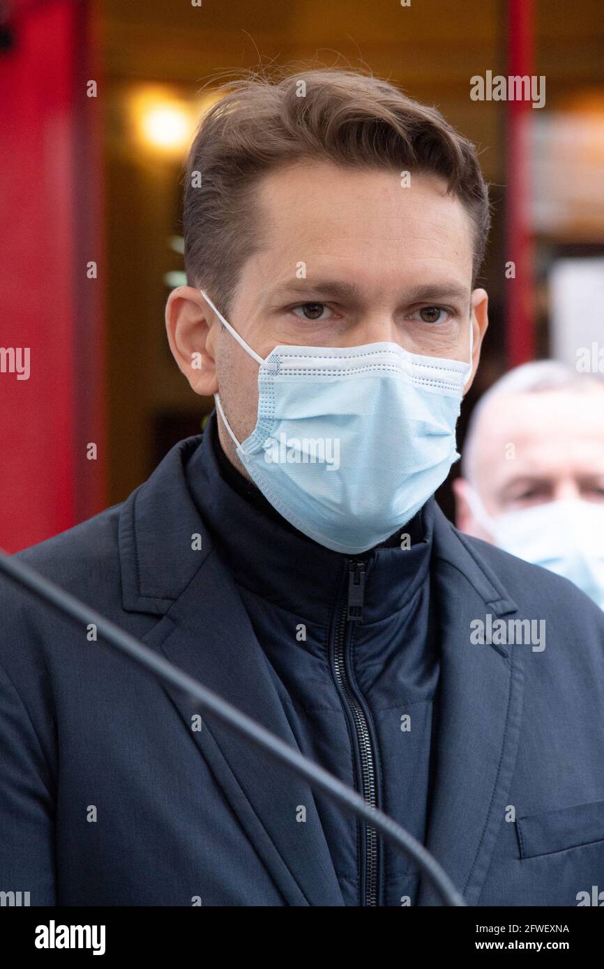 Nicolas Aznavour (son of Charles Aznavour) attending the unveilling of ...