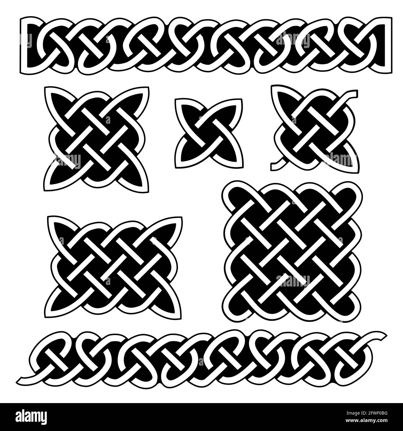 Set of celtic knot patterns and celtic elements. Vector illustration ...