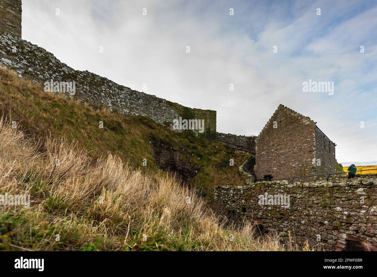 View of the ruins of the 13th century Dunnottar Castle, medieval ...