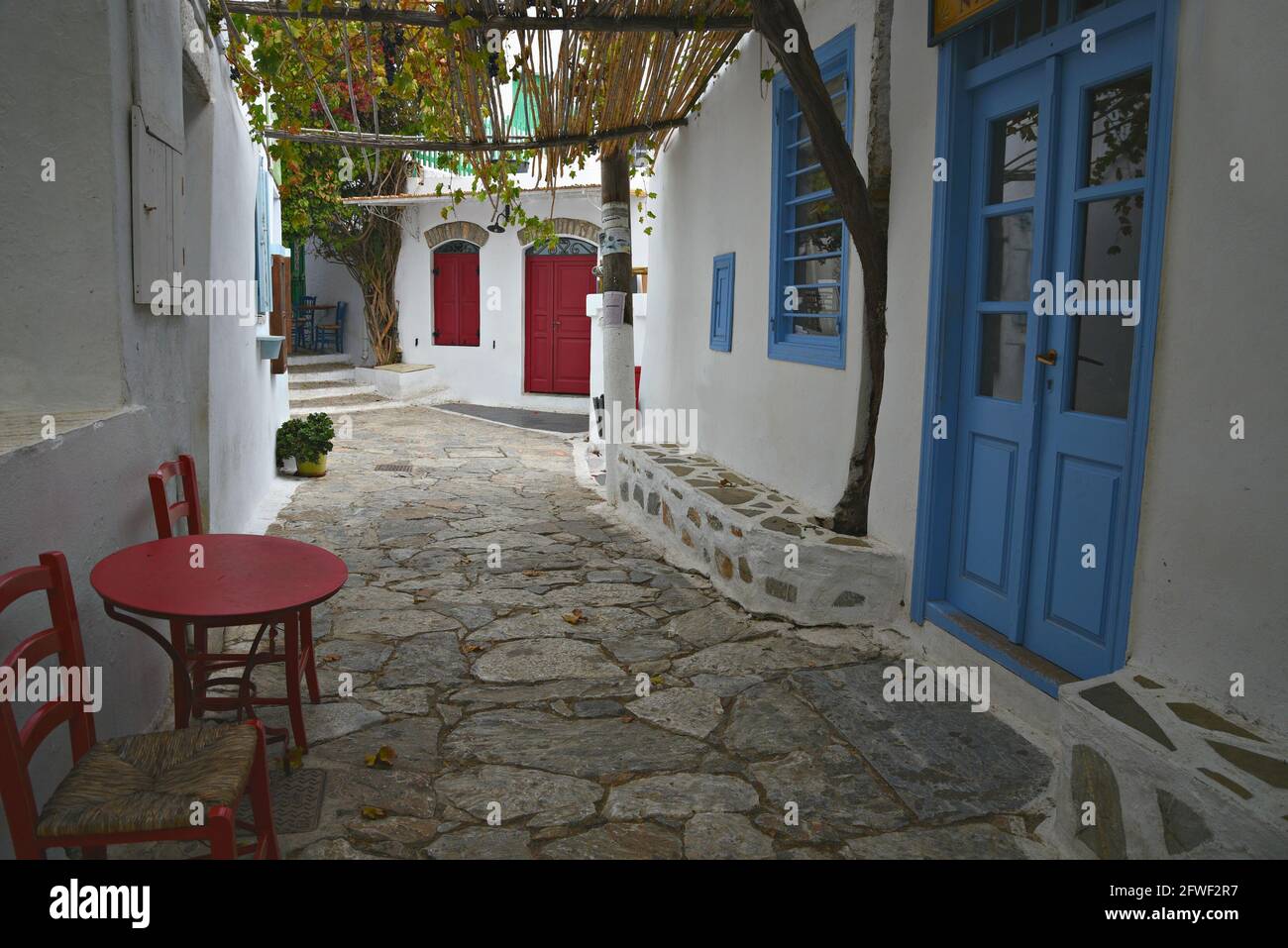 Rural landscape with picturesque whitewashed houses in Amorgos island ...