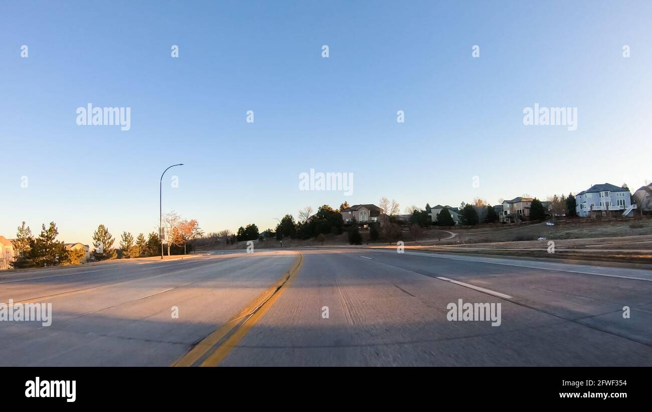 Driving on typical paved roads in suburban America Stock Photo - Alamy