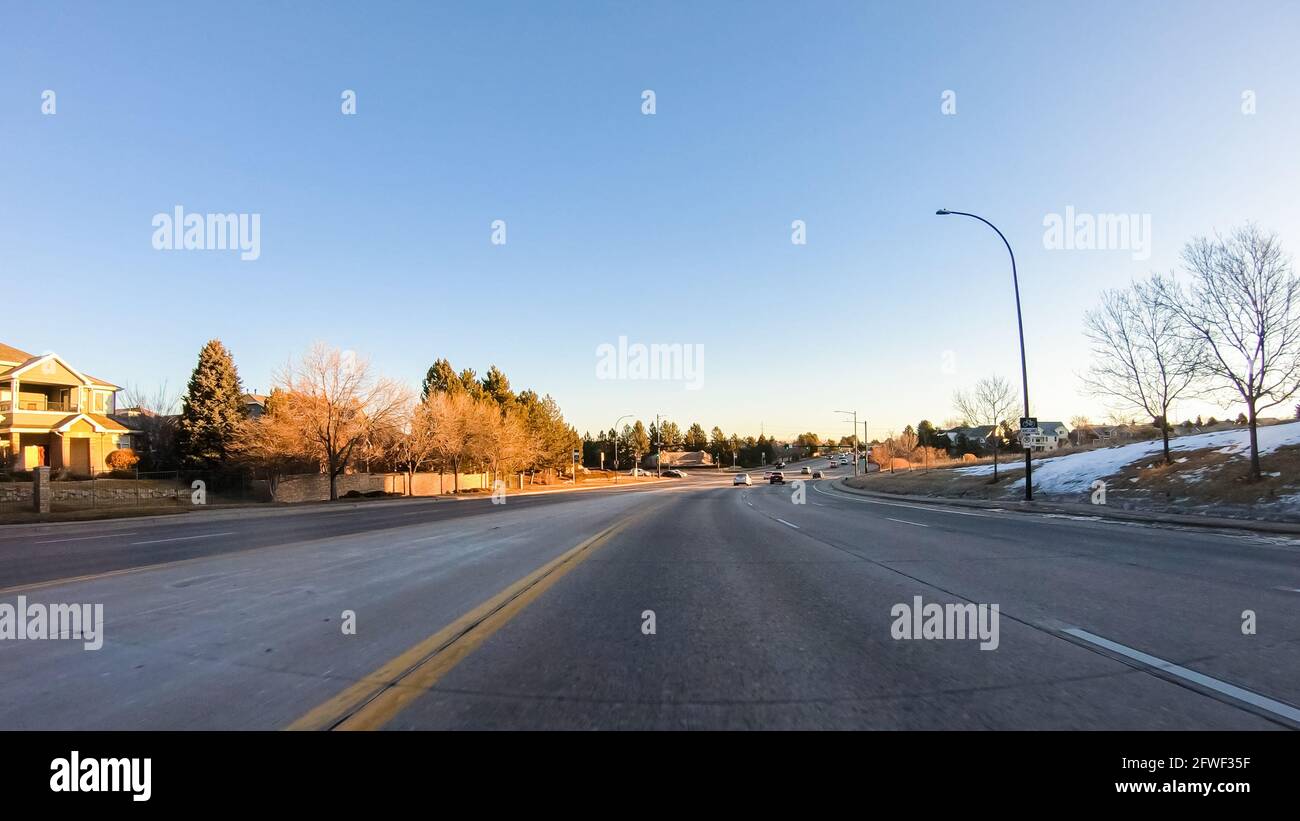 Driving on typical paved roads in suburban America Stock Photo - Alamy