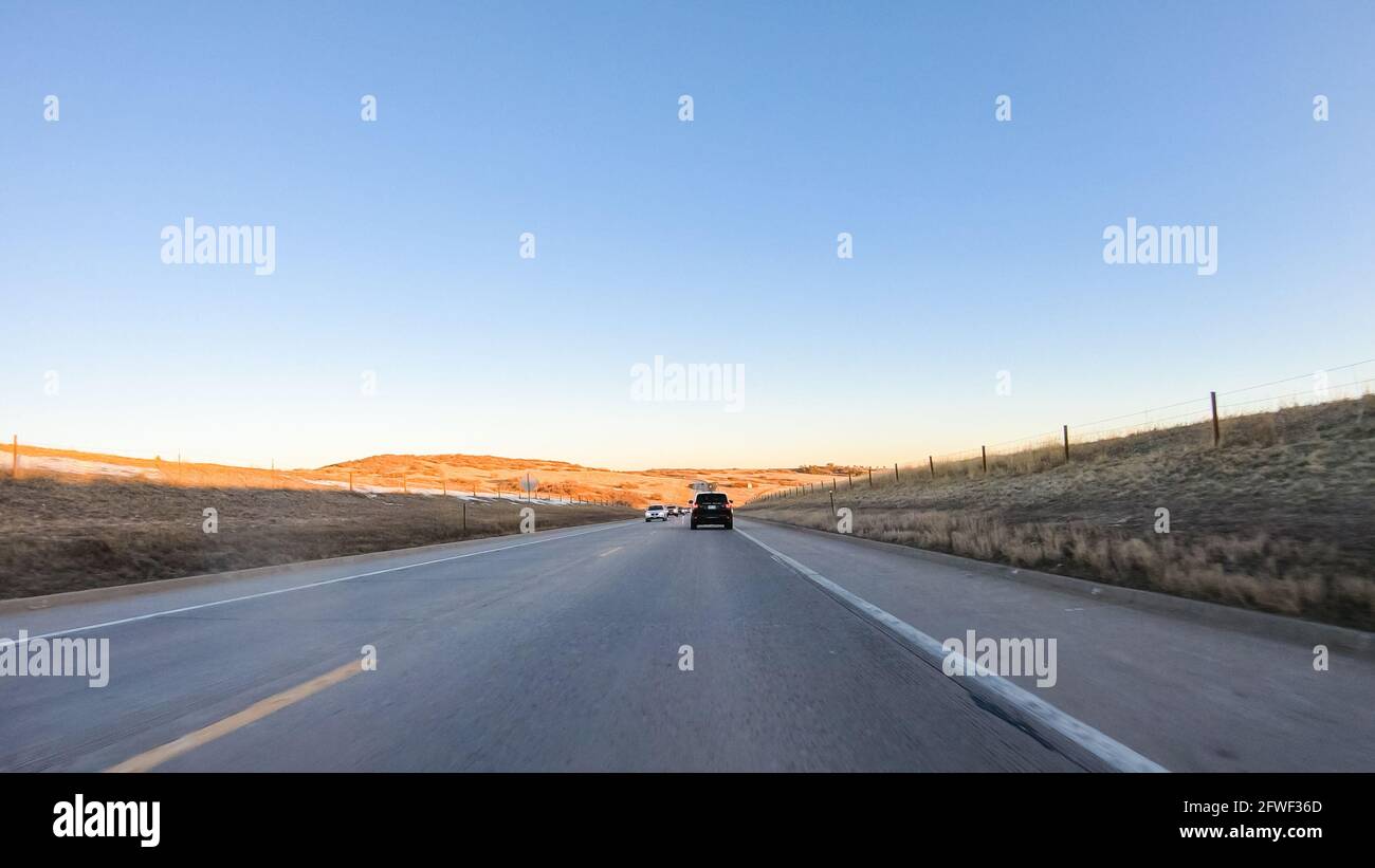 Driving on typical paved rural roads in suburban America Stock Photo ...