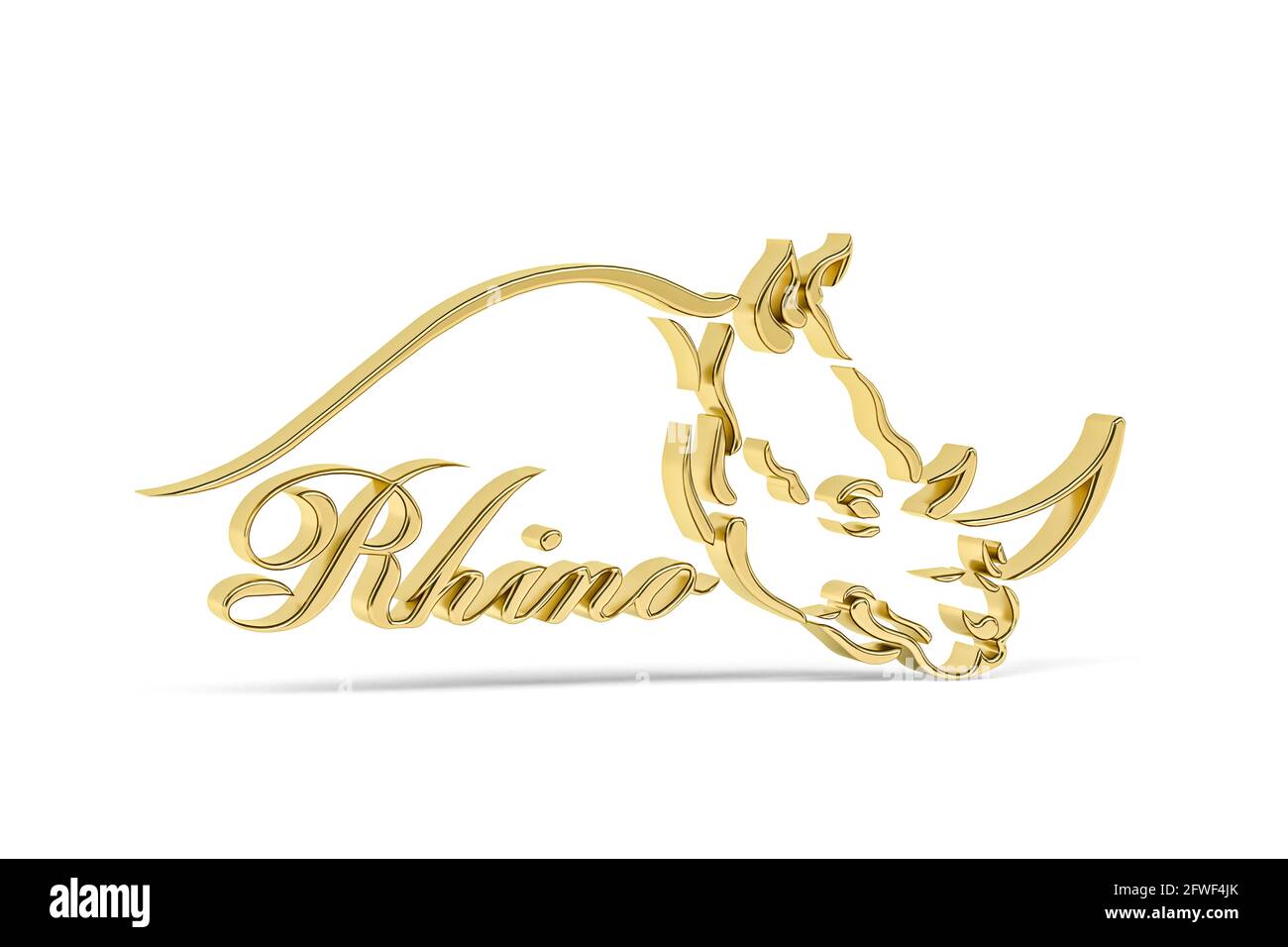 Golden 3d rhino icon isolated on white background - 3d render Stock ...