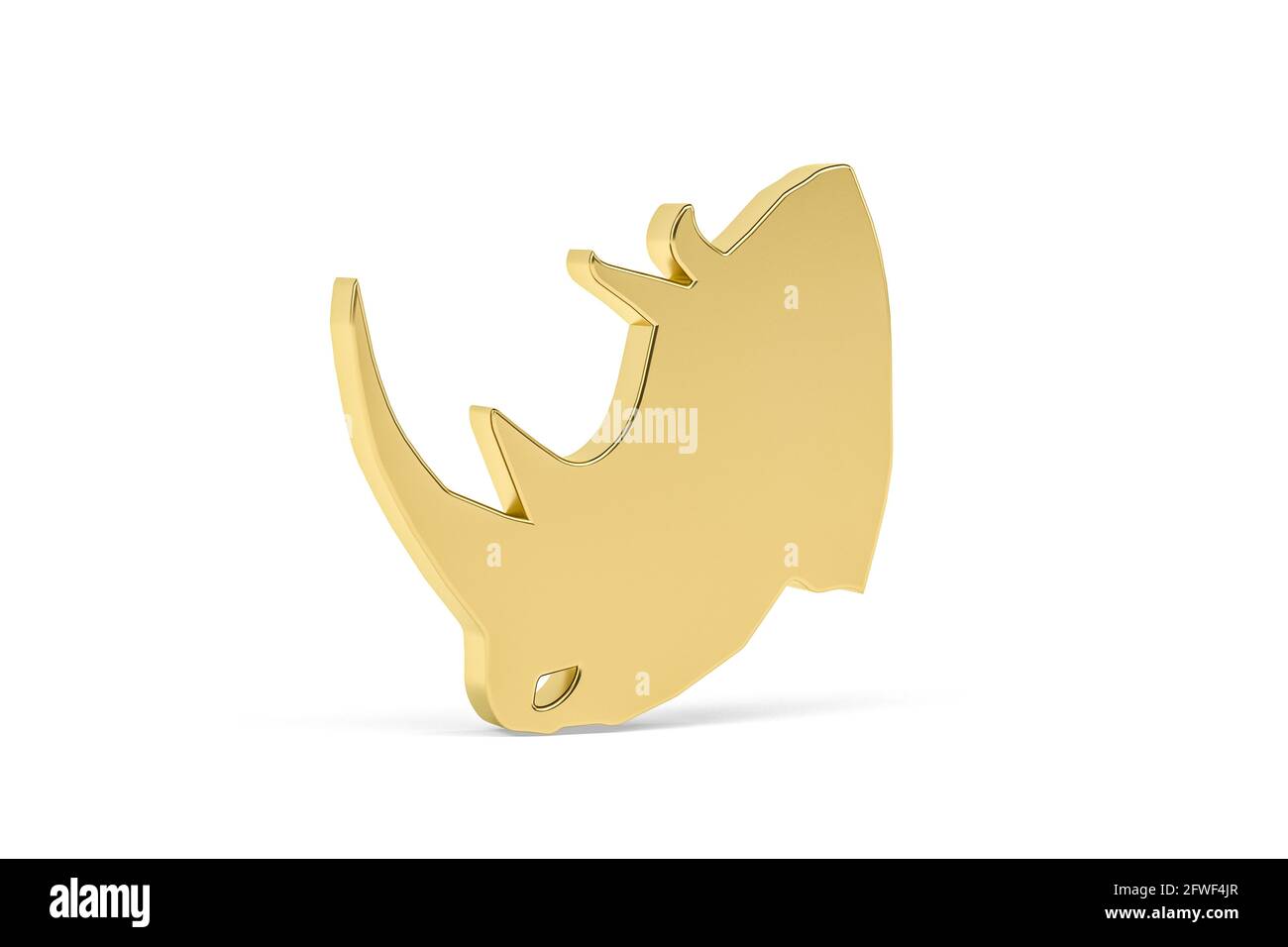 Golden 3d rhino icon isolated on white background - 3d render Stock ...