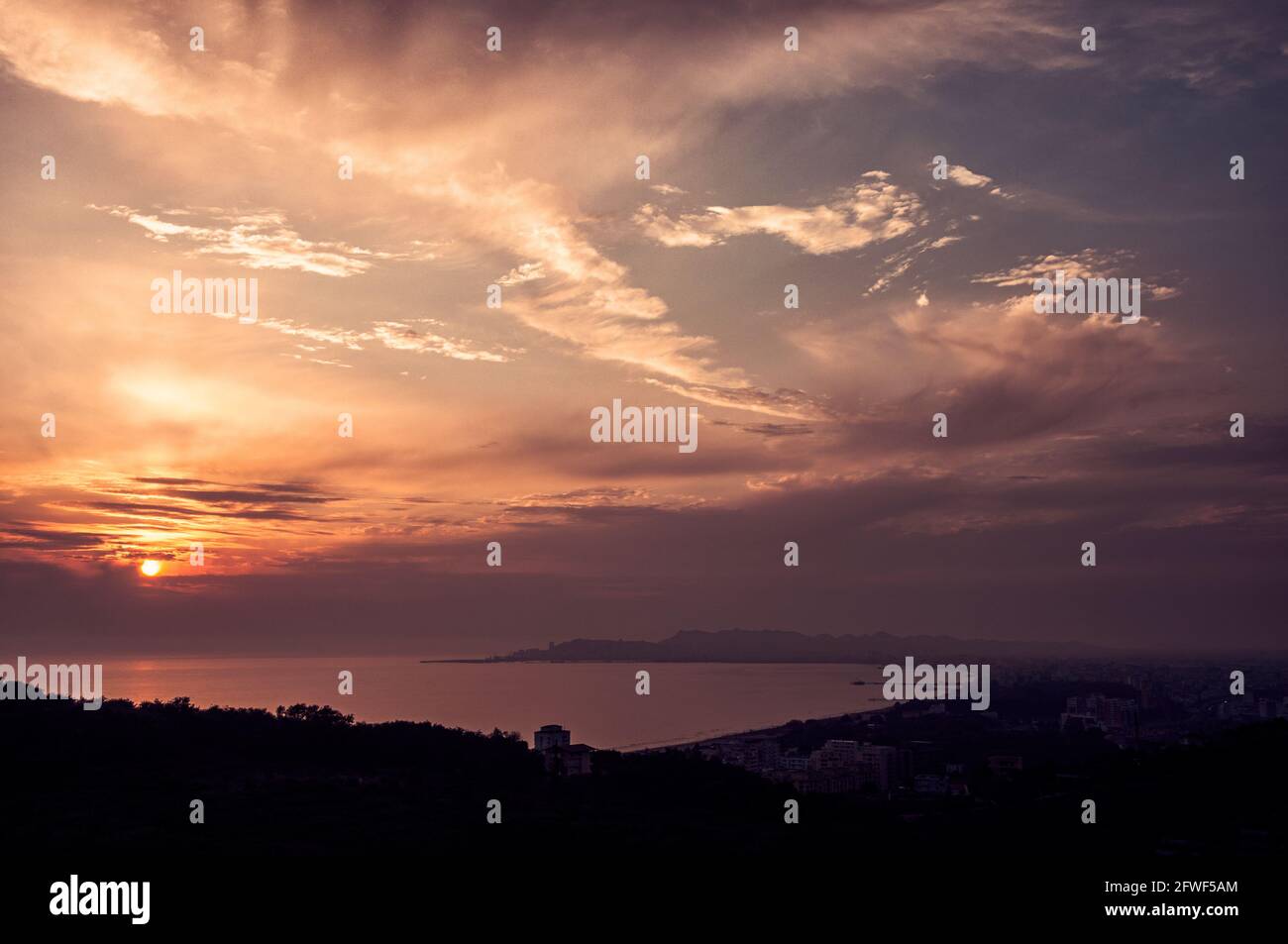 Sunset in Durres Port view. Albania 2019 Stock Photo - Alamy