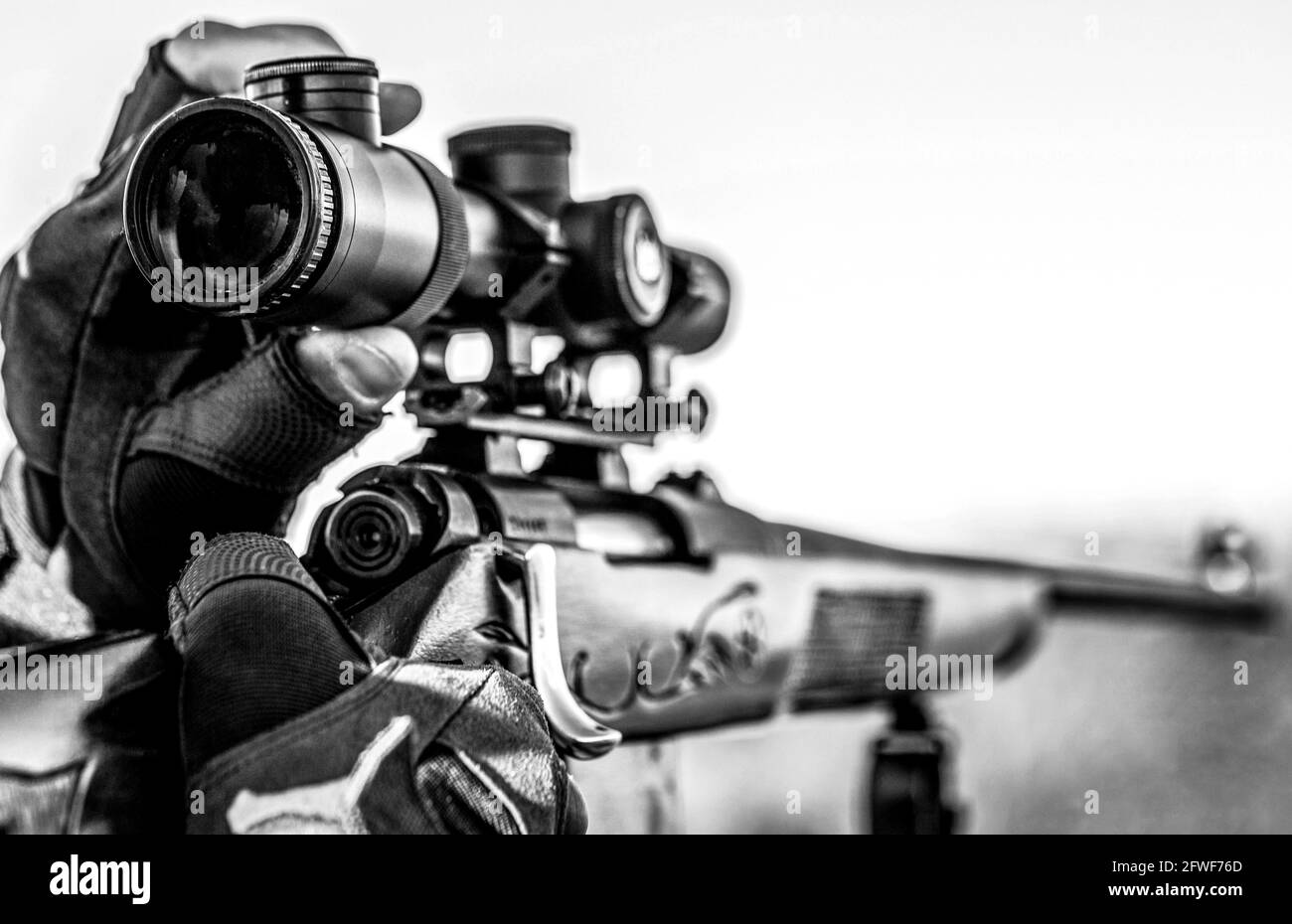 Hunter man. Hunting period. Male with a gun. Close up. Hunter with ...