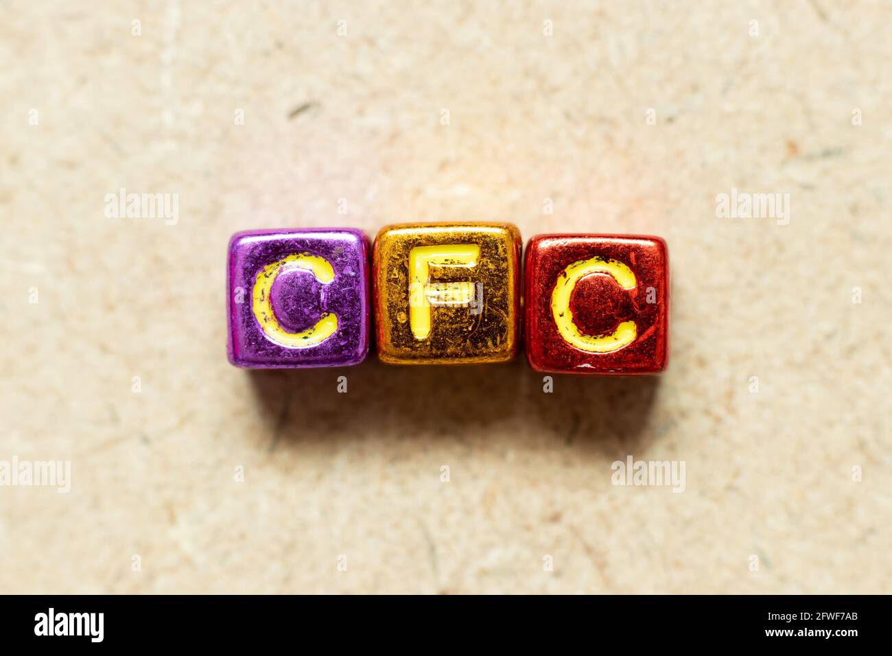 Metallic color alphabet letter block in word CFC (abbreviation of ...