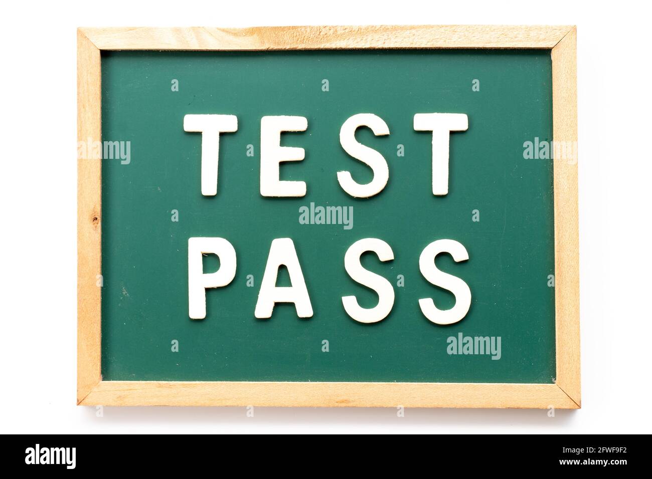 Alphabet letter in word test pass in blackboard on white background ...