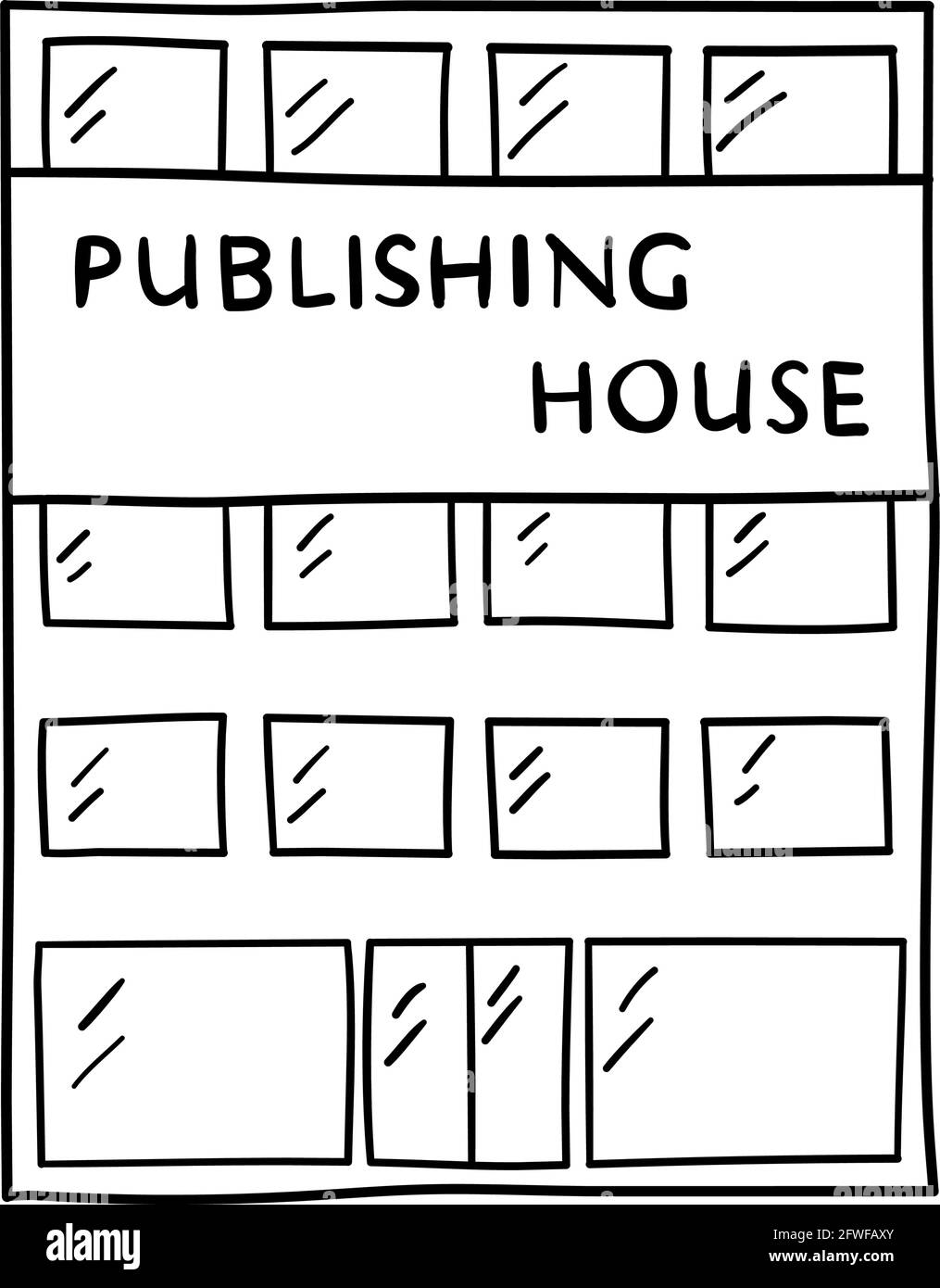 Publishing House Icon. Hand Drawn Sketch Design. Vector Illustration ...