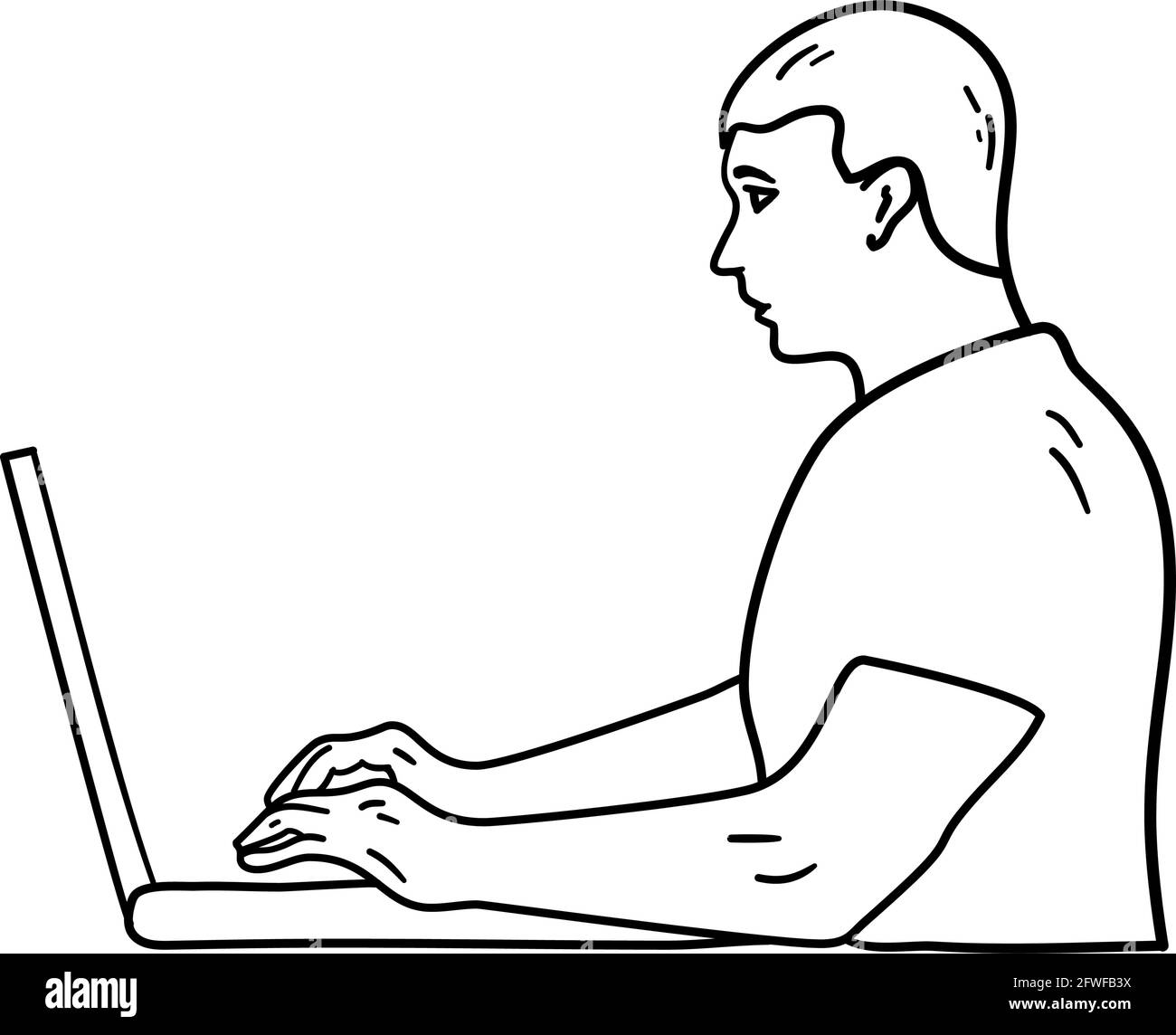 Writer At The Work Icon. Hand Drawn Sketch Design. Vector Illustration ...