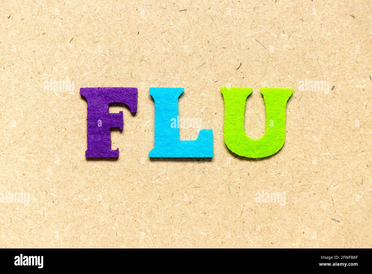 Color cloth alphabet letter in word flu on wood background Stock Photo ...