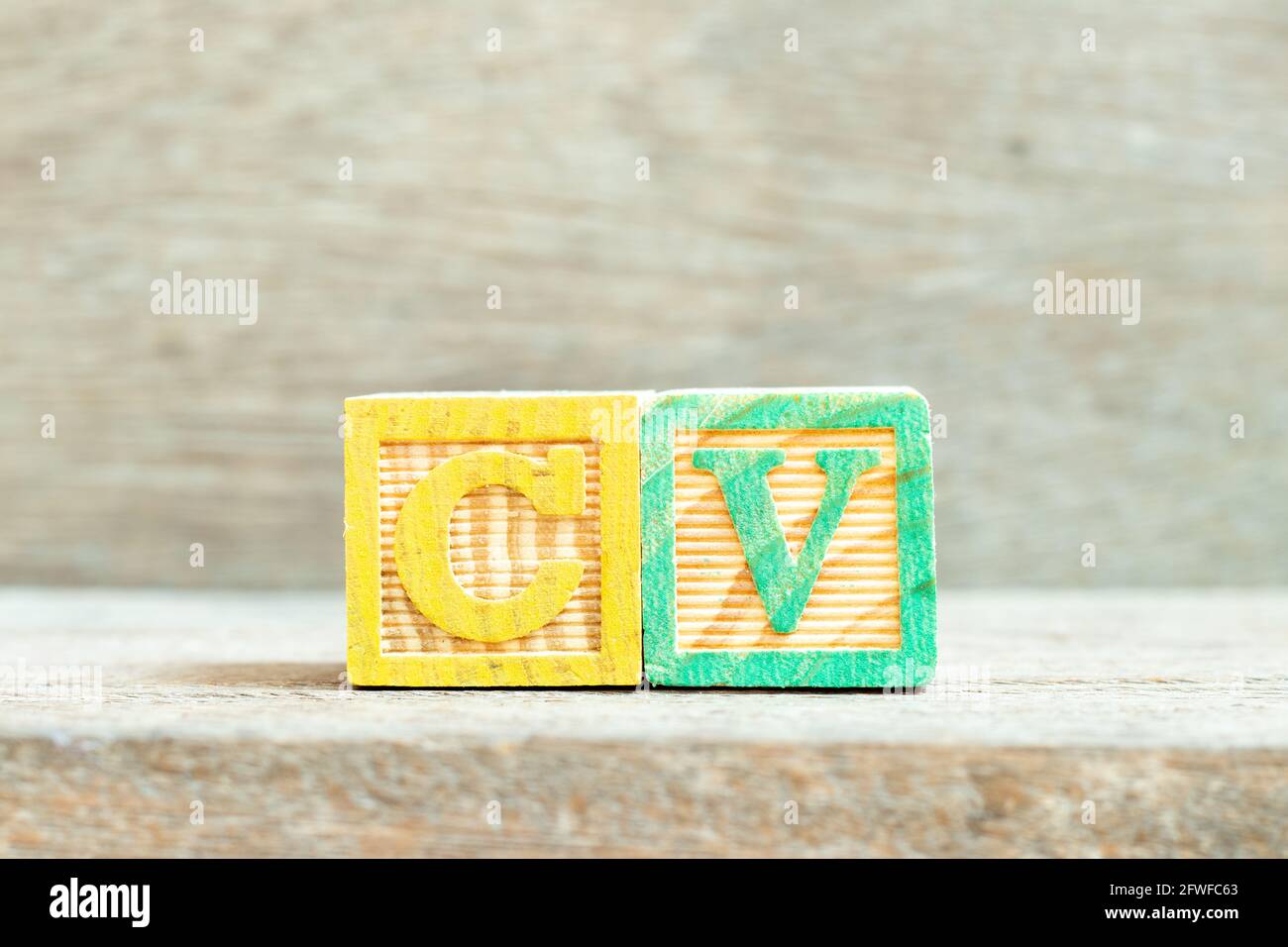 Color alphabet letter block in word CV (Abbreviation of curriculum ...