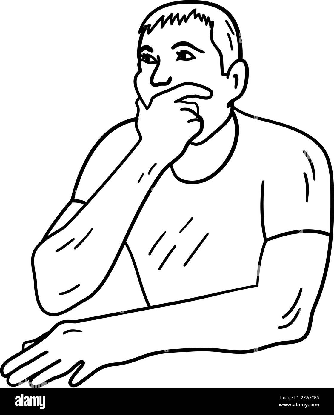 Thinking Man Icon. Hand Drawn Sketch Design. Vector Illustration Stock ...