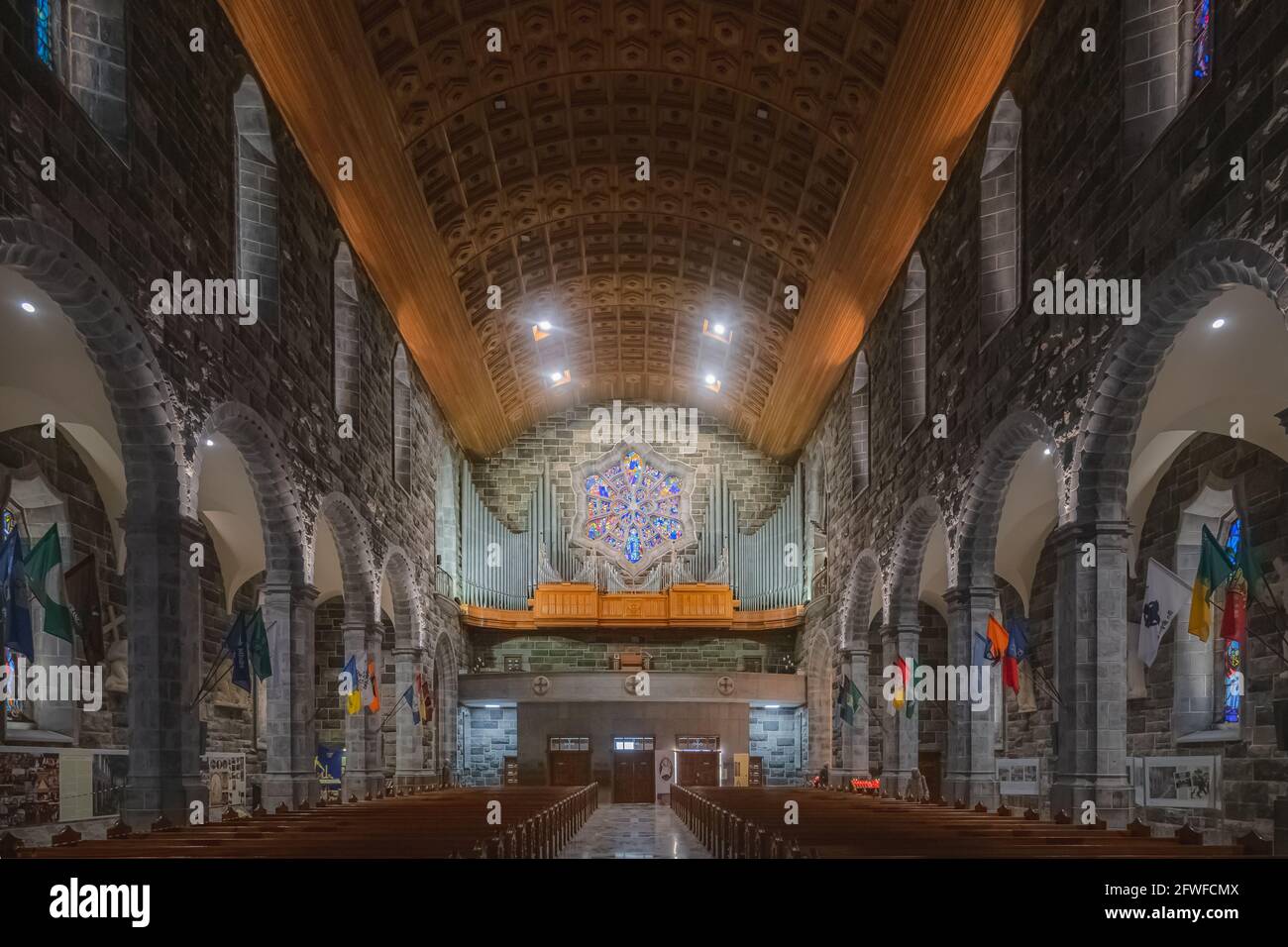 Vaulted ceiling and stone interior of Galway Cathedral, a Roman ...