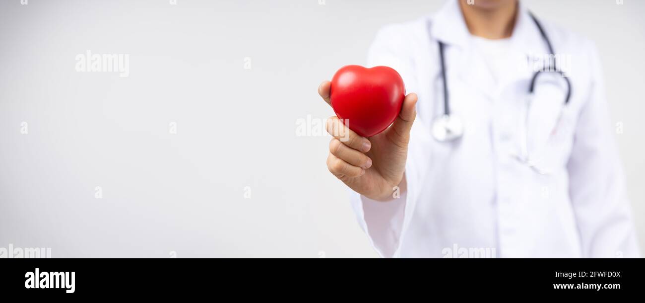 Red heart with stethoscope ecg line hi-res stock photography and images ...
