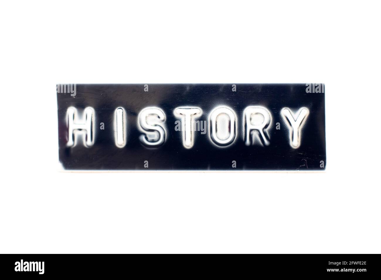 Embossed letter in word history on black banner with white background ...