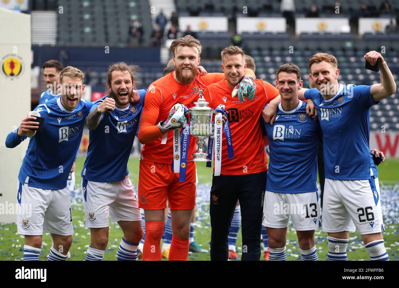 St Johnstone goalkeeper Zander Clark with the Socttish Cup trophy after ...