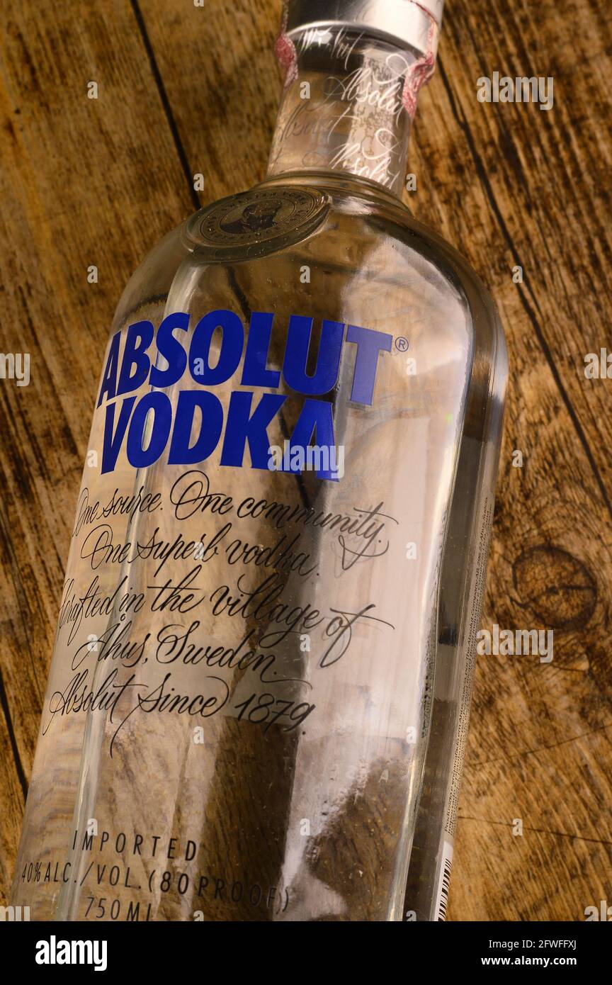 Absolute vodka beverage on the table Stock Photo - Alamy