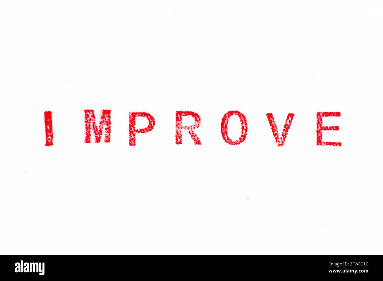Red color ink rubber stamp in word improve on white paper background ...