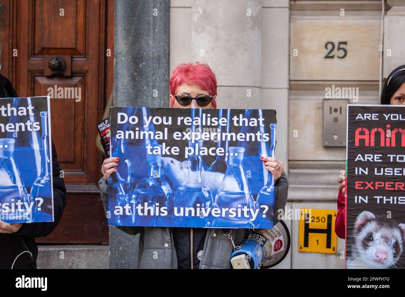 London, England. 22nd May, 2021. People protesting against animal ...