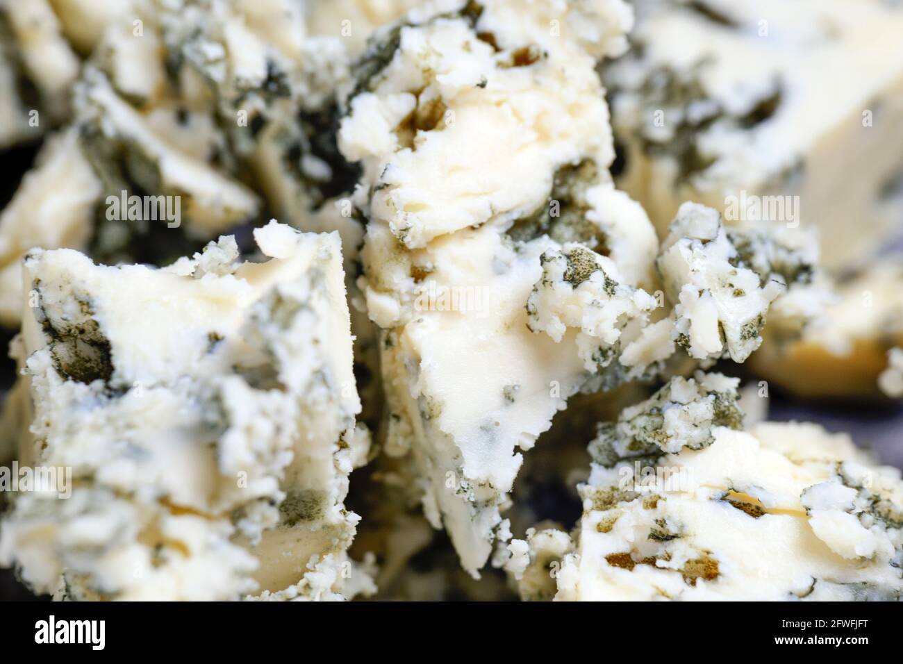 blue cheese diced close-up. food cheese Stock Photo - Alamy