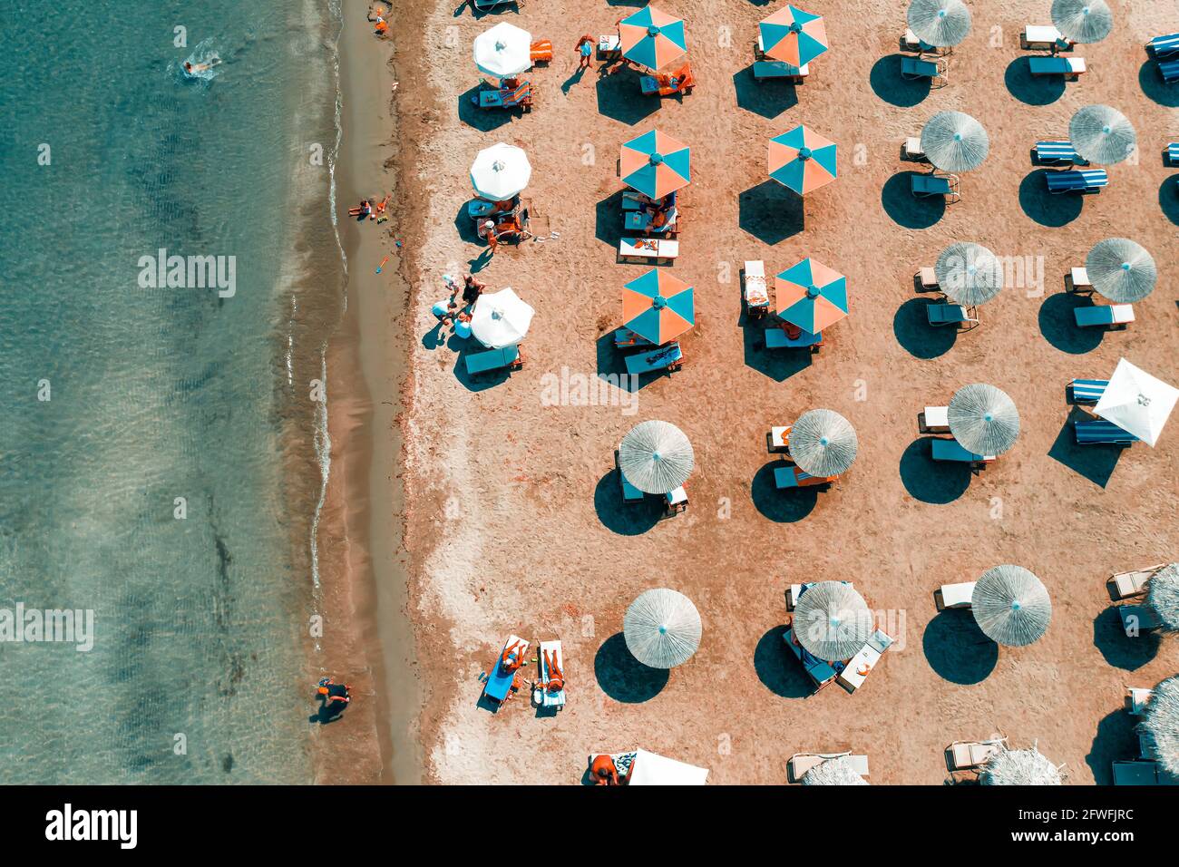 Overhead view of Alaminos beach, Cyprus, toned photo Stock Photo - Alamy