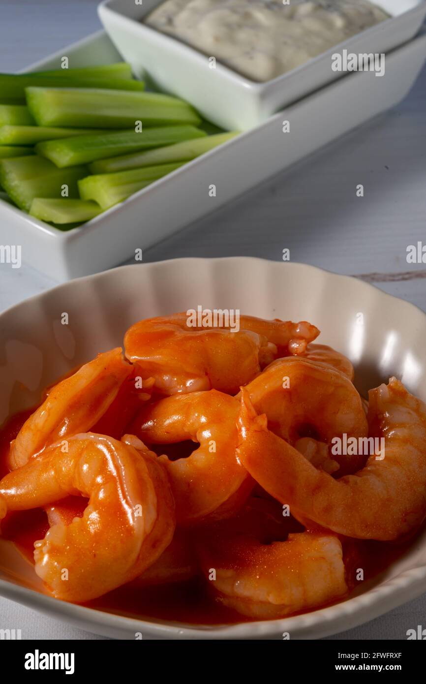Buffalo style shrimp Stock Photo - Alamy