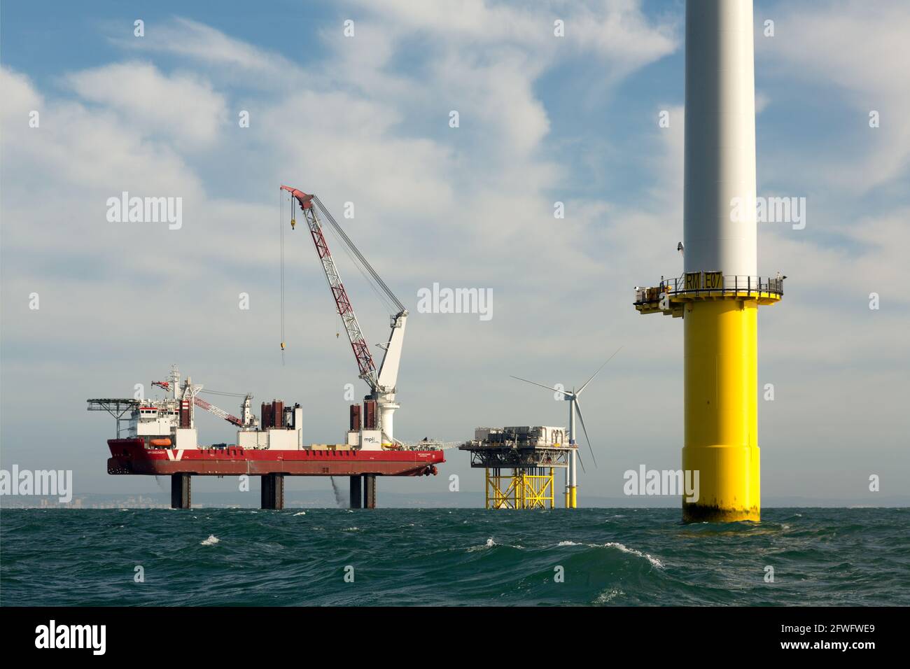 Wind farm maintenance boat hi-res stock photography and images - Alamy