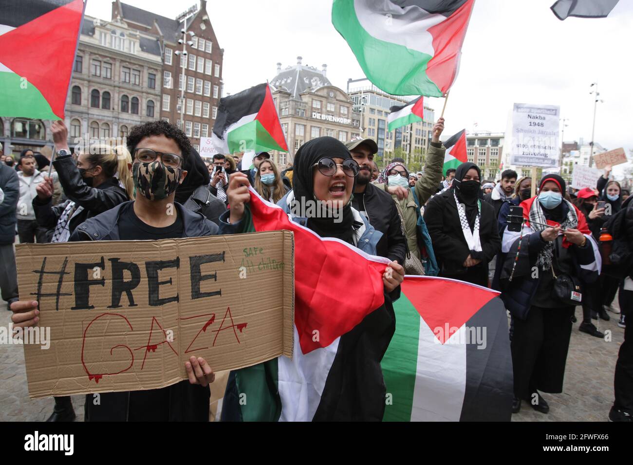 Amsterdam, Netherlands. 22nd May, 2021. People take part in a Pro ...
