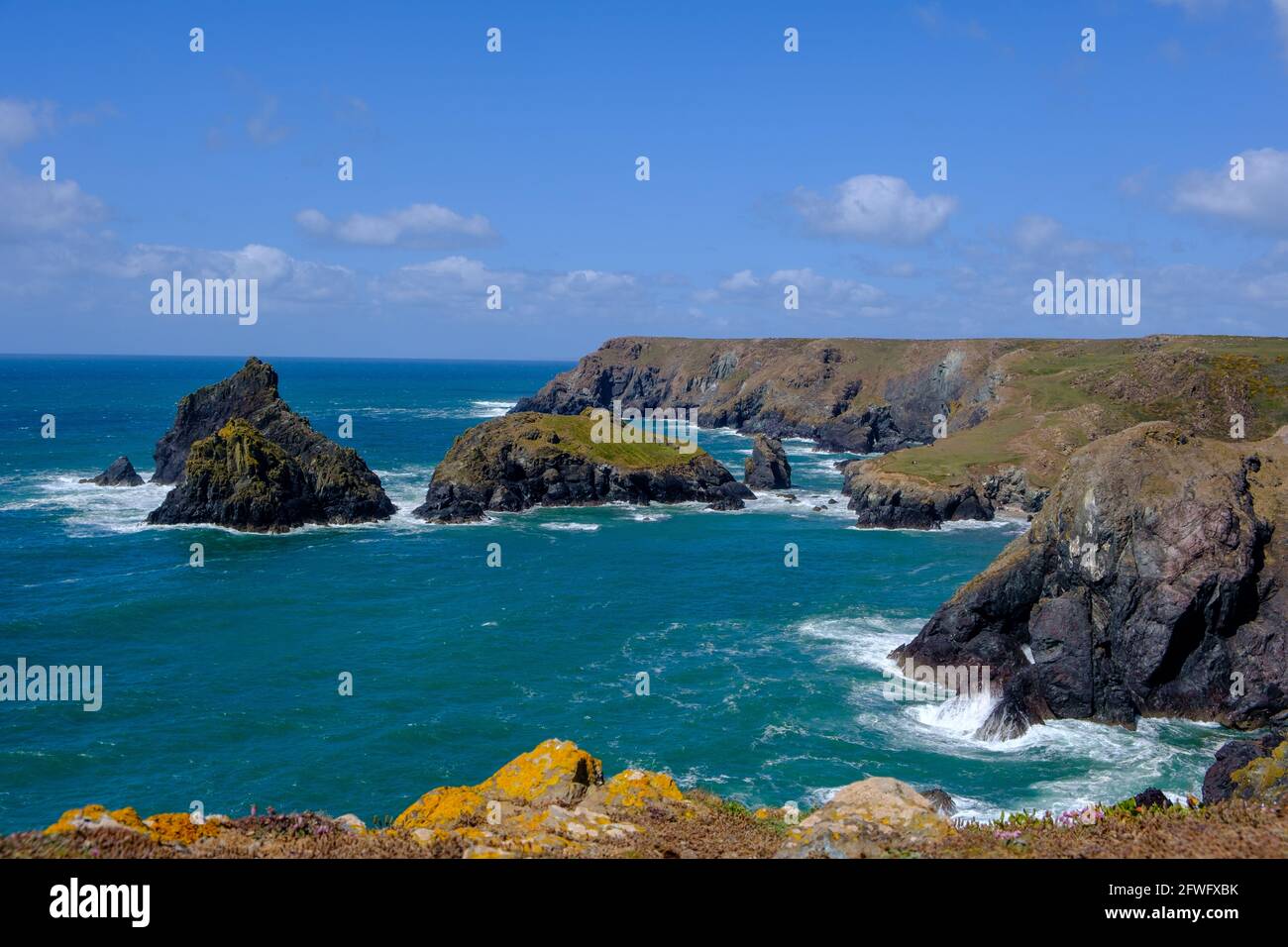 Kynance Cove South West Coast Path Lizard Point Cornwall England Stock ...
