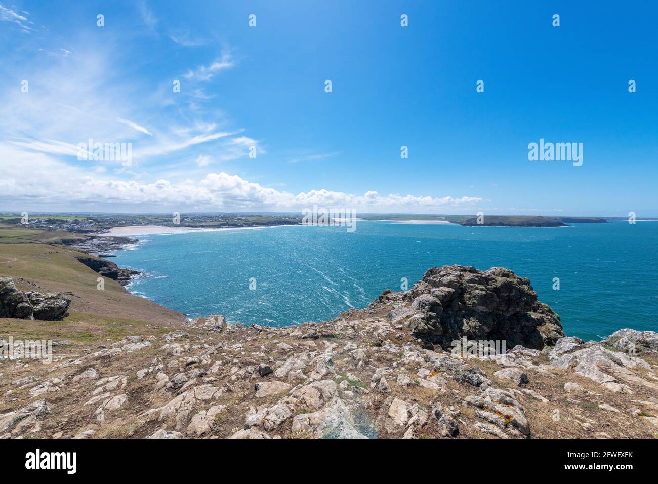 View from Pentire Point to Daymer Bay, Cornwall, England Stock Photo ...