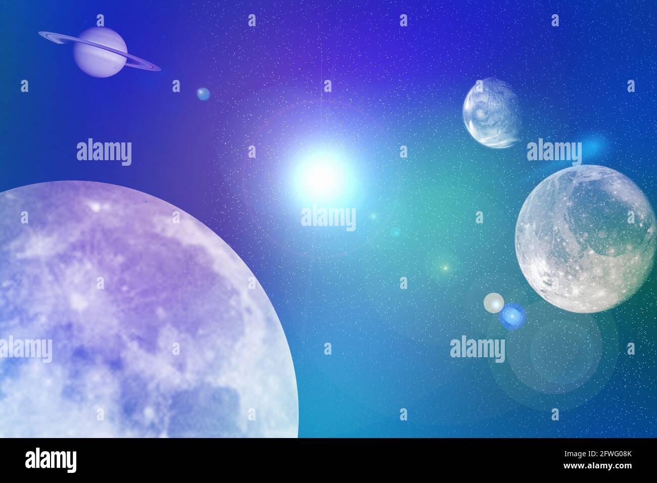 Planets and stars, constelations and Universe Nebula on Milky Way ...